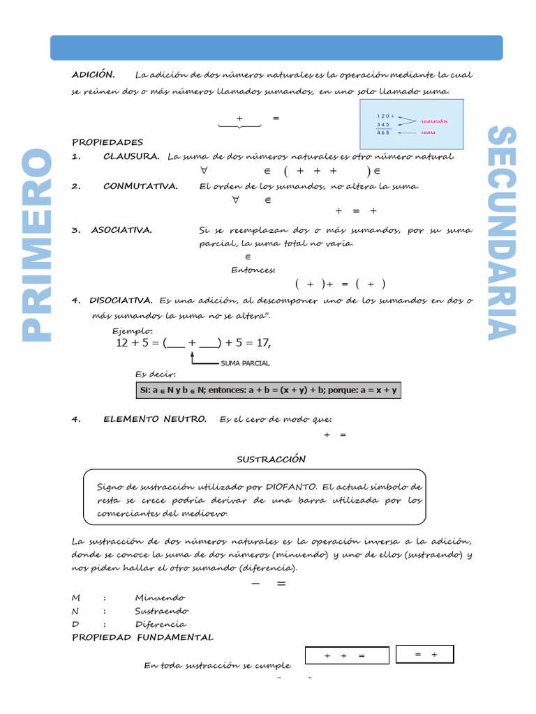 Adición y Sustracción de Números Naturales | PDF | Sustracción | Número ...