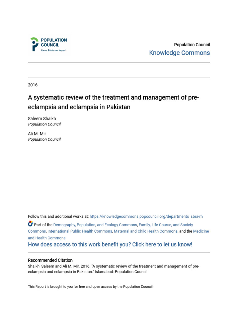 A Systematic Review of the Treatment and Management of Pre-eclamp (2 ...