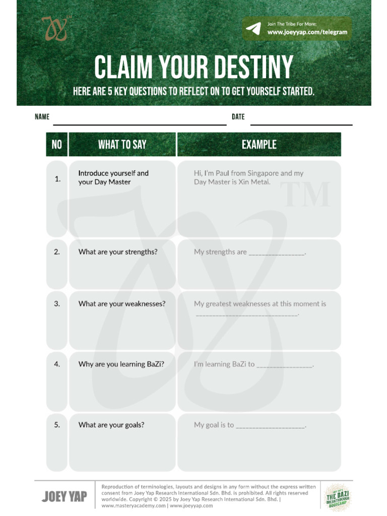 Claim Your Destiny | PDF