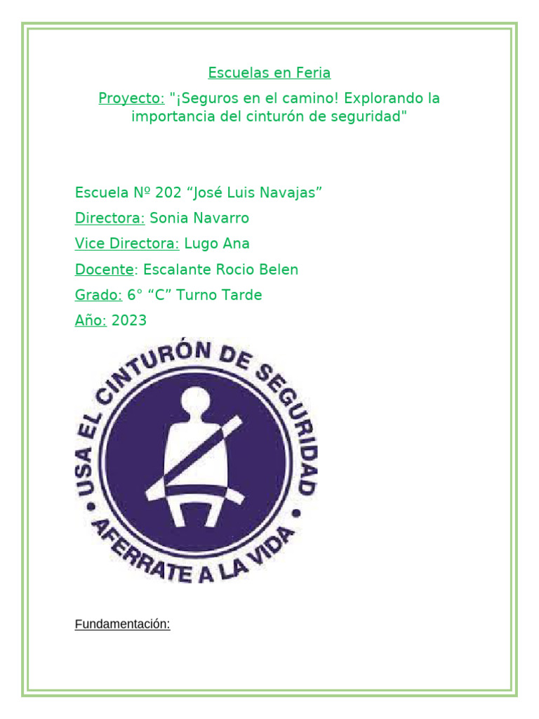 Concientización sobre el Cinturón de Seguridad | PDF | Simulación ...