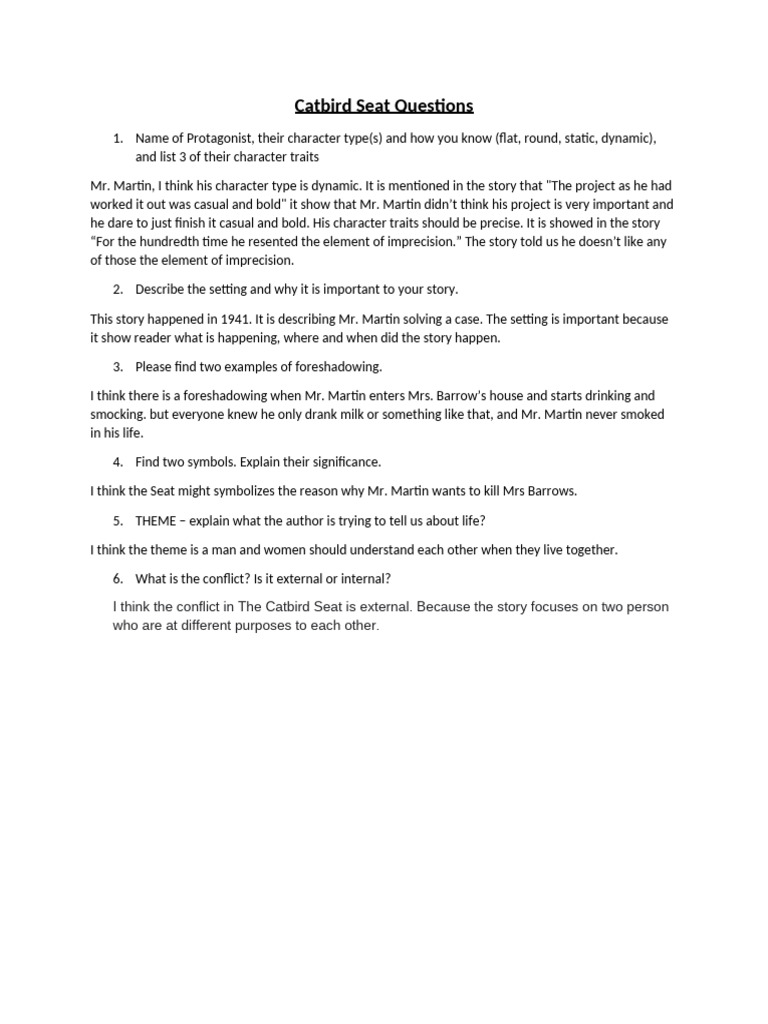 Catbird Seat Question | PDF