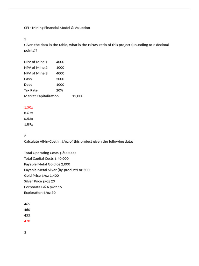 Mining Financial Model & Valuation Guide | PDF | Mining | Net Present Value
