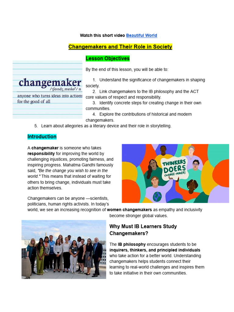 Changemakers_-_Important_Reading | PDF | Liberal Arts Education
