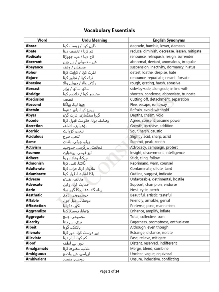 Vocabulary Essentials | PDF