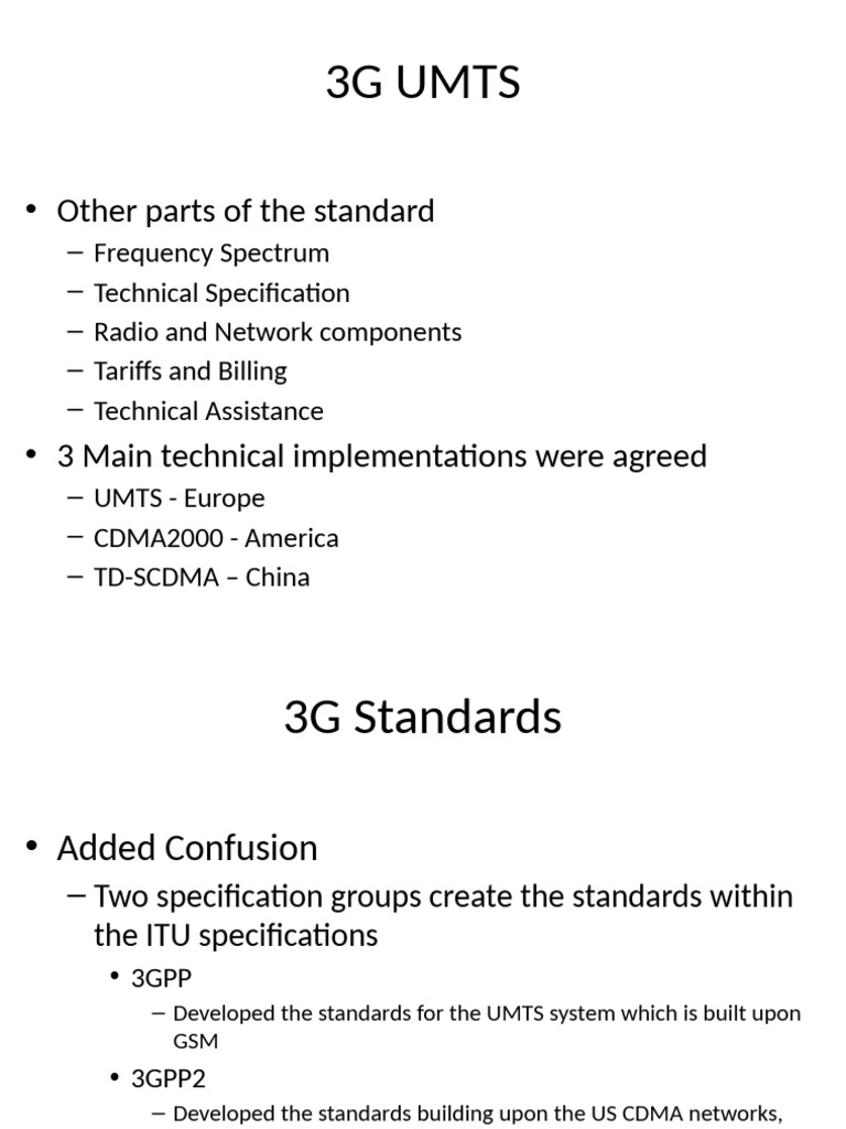 Overview of 3G UMTS Standards and Specs | PDF