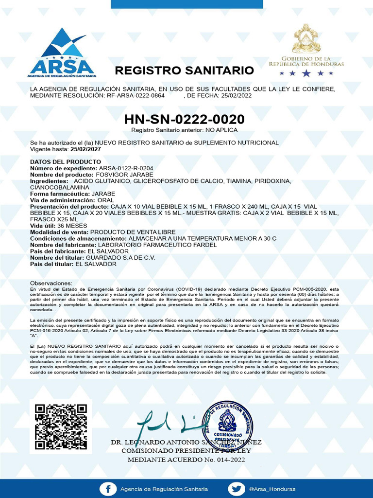 Fosvigor Jarabe_vigente 25-07-2027-1 | PDF