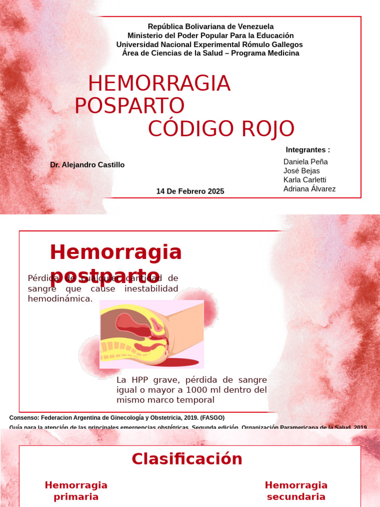 Hemorragia Postparto - Codigo Rojo | PDF | Especialidades Medicas ...