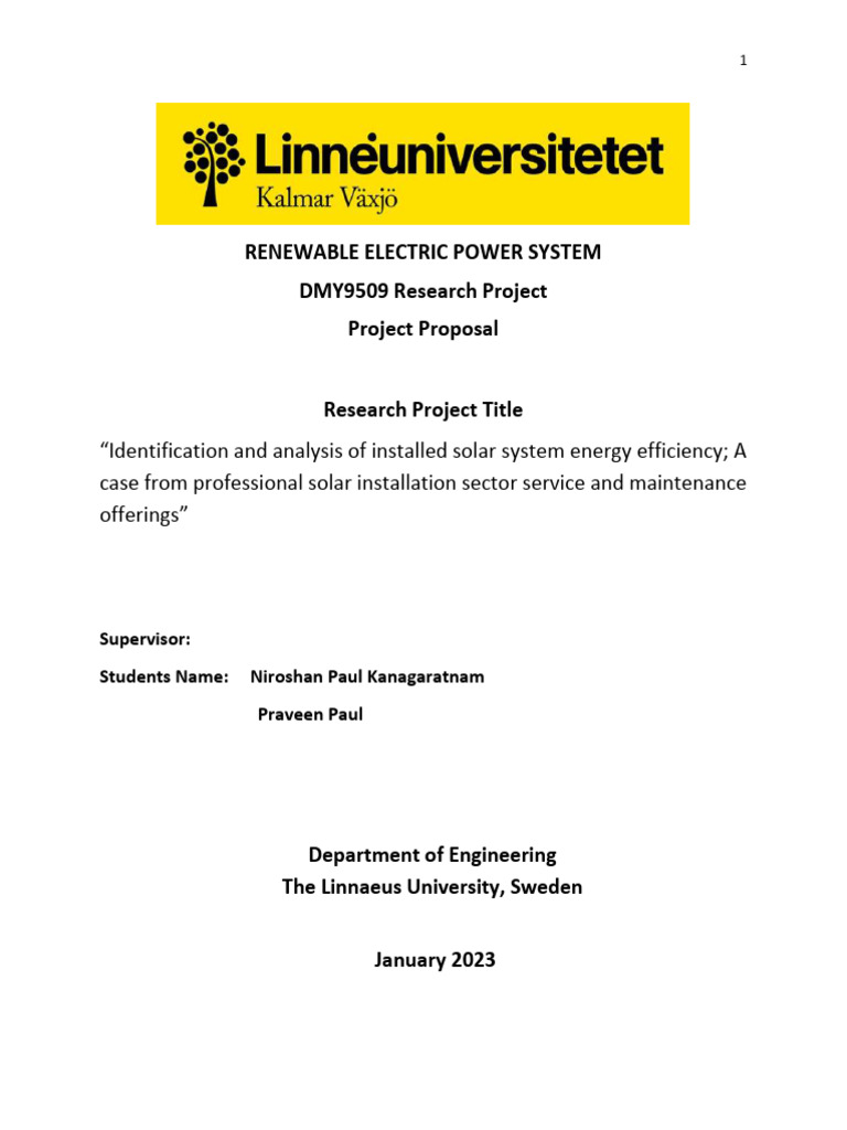Research Proposal | PDF | System | Renewable Energy