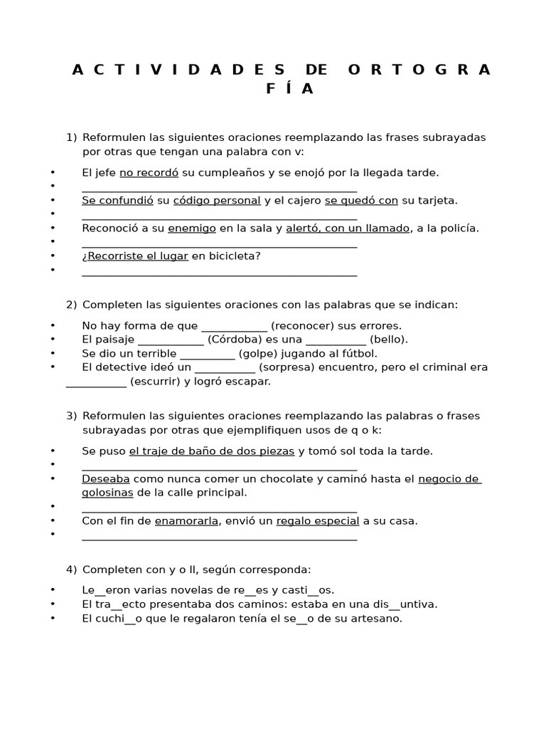 Actividades de Ortografía para Estudiantes | PDF