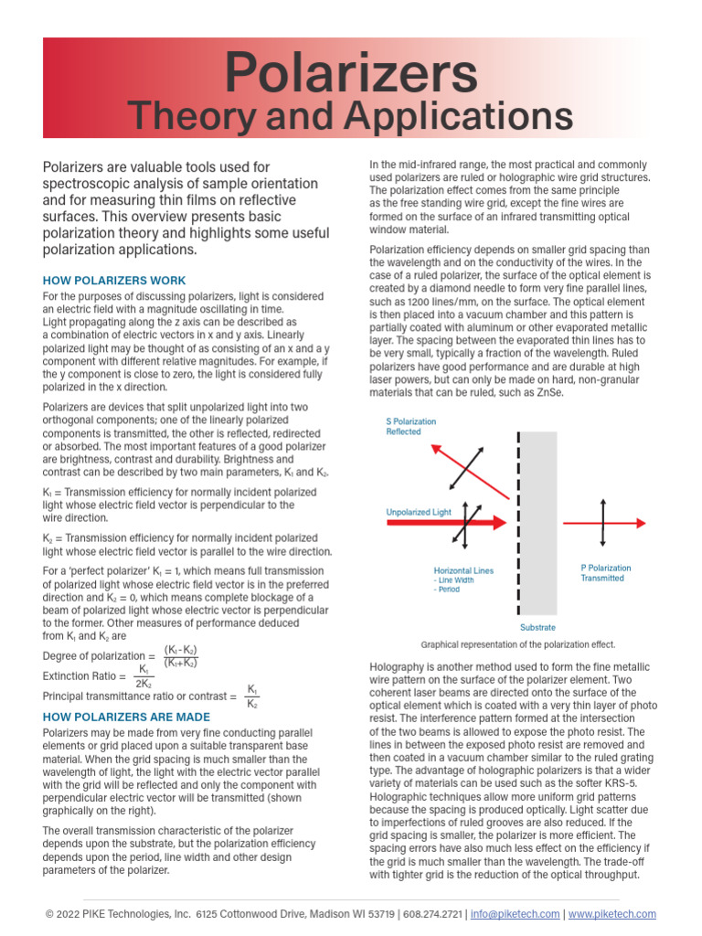 PIKE-Technologies Polarizers Theory and Applications | PDF | Polarization (Waves) | Optics