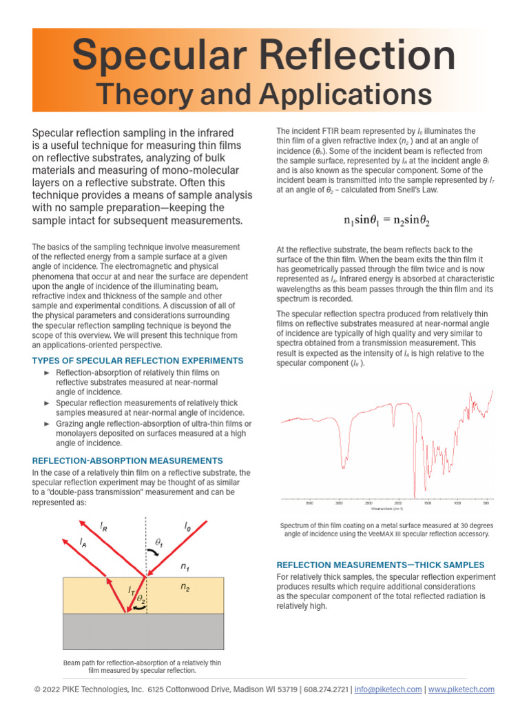 PIKE-Technologies Specular Reflection Theory and Applications | PDF ...