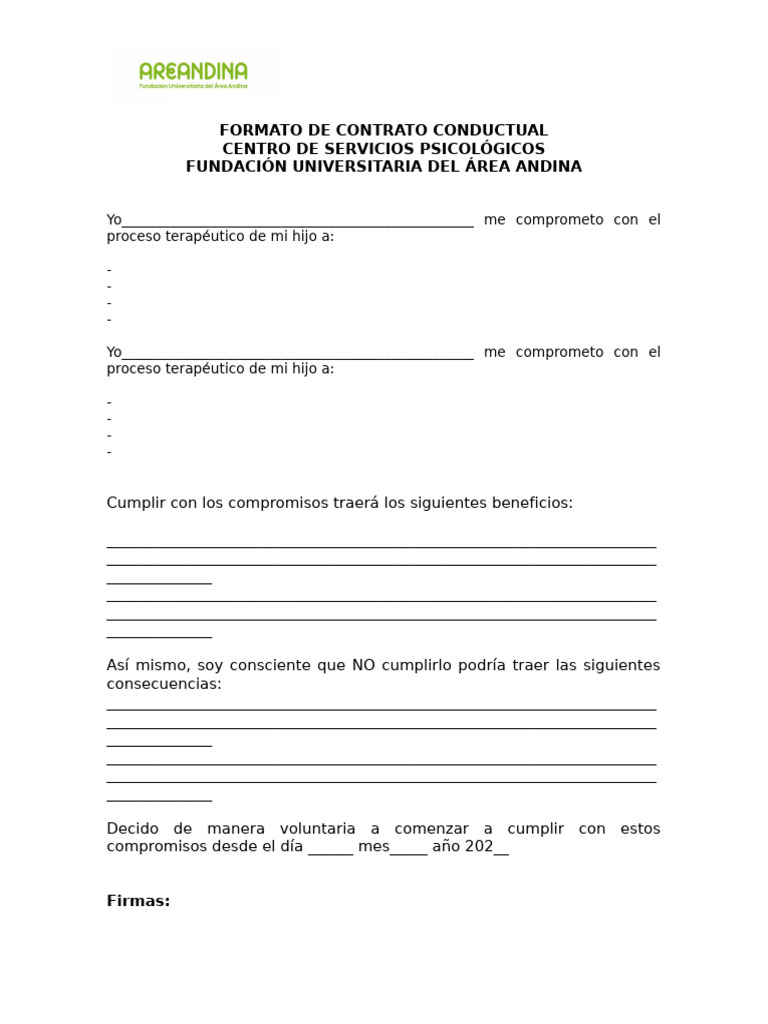 Formato de Contrato Conductual | PDF