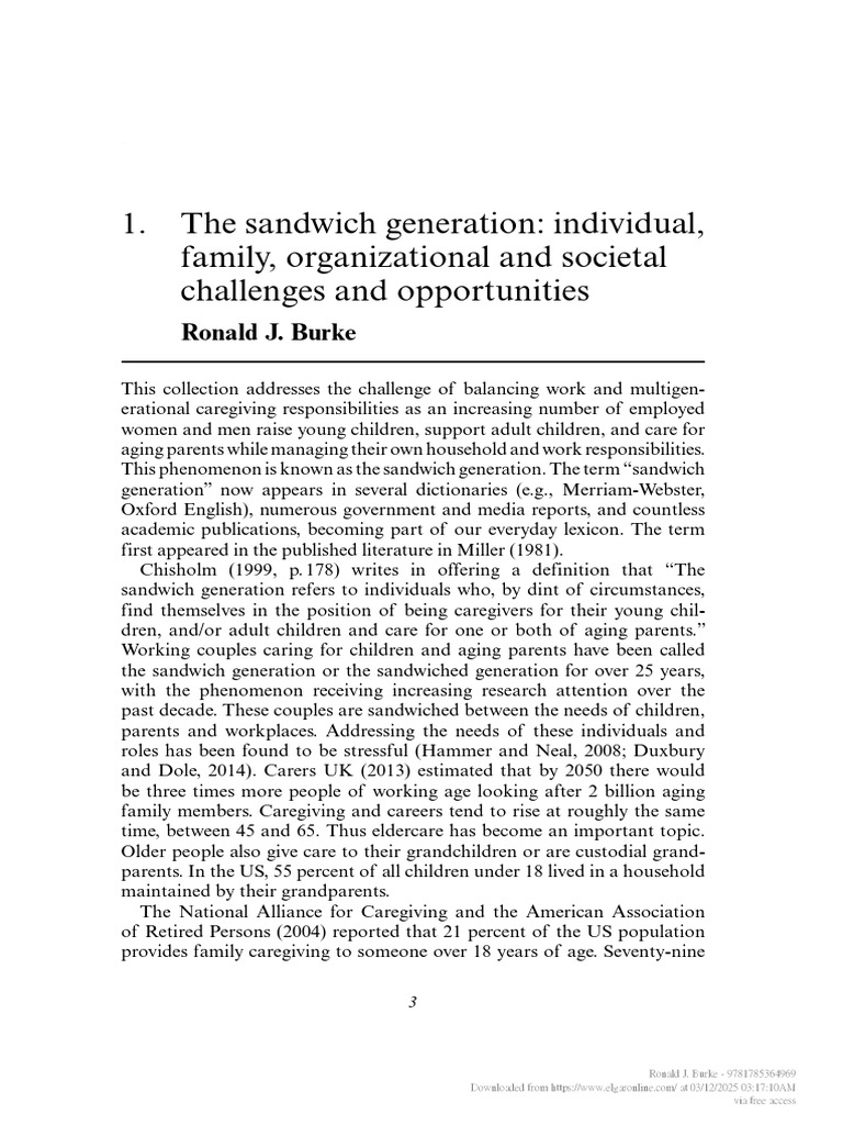 Challenges of the Sandwich Generation | PDF | Caregiver | Dementia