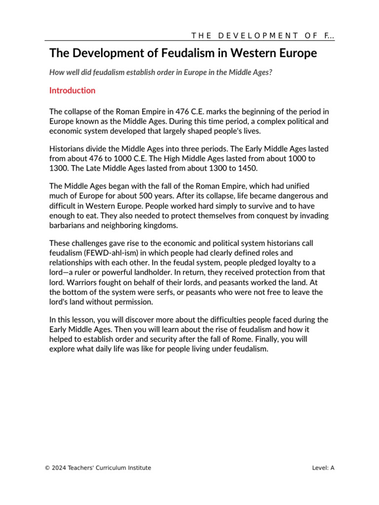 The Development of Feudalism in Western Europe | PDF | Knight | Charlemagne