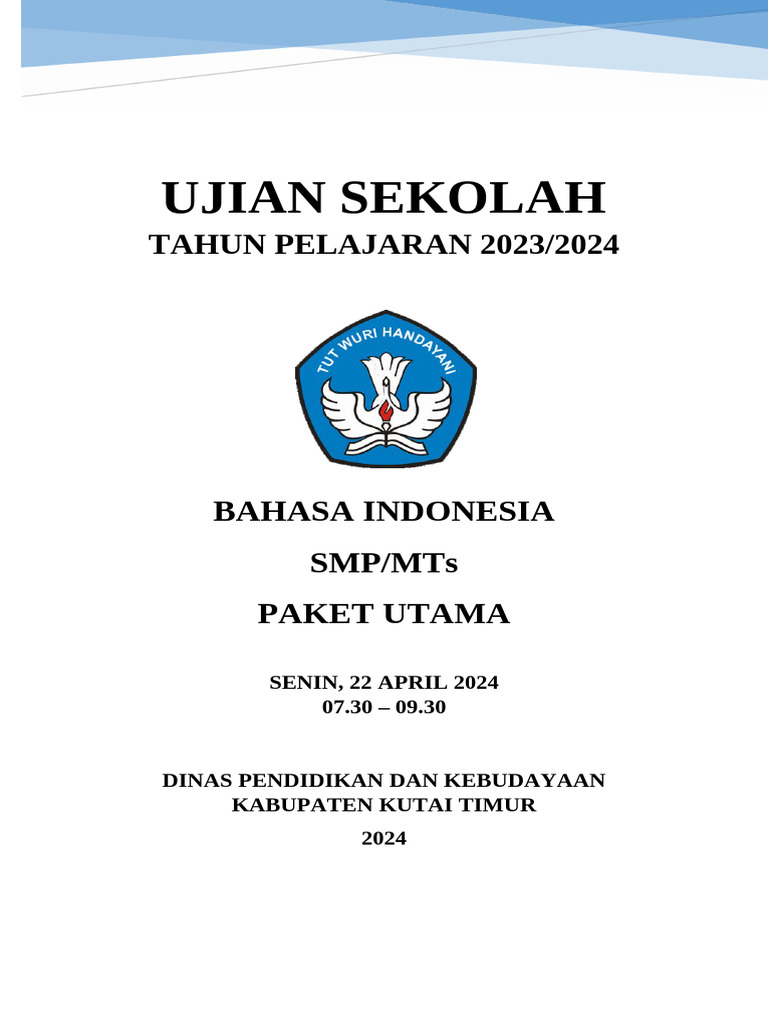Soal Paket Utama Us Bindo Tahun 2024 | PDF
