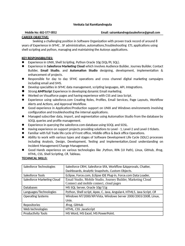 Venkata Sai Ram SFMC Sks | PDF | Scripting Language | Databases