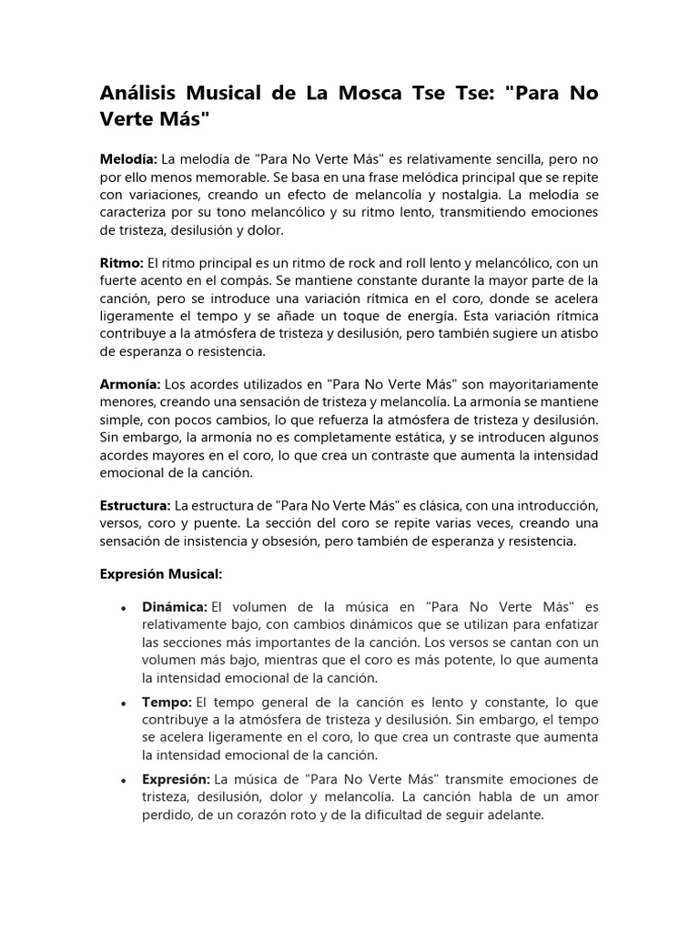 Análisis Musical de La Mosca Tse Tse | PDF | Ritmo | Canciones
