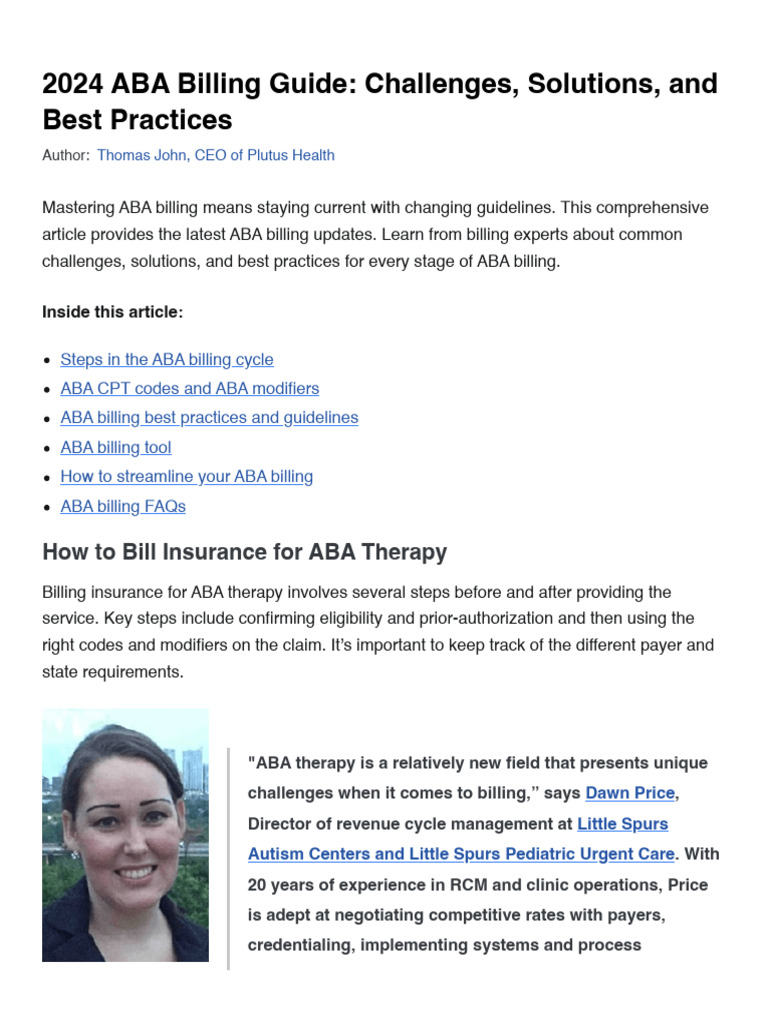 ABA Therapy Billing Guide Guidelines & Expert Tips | PDF | Autism ...