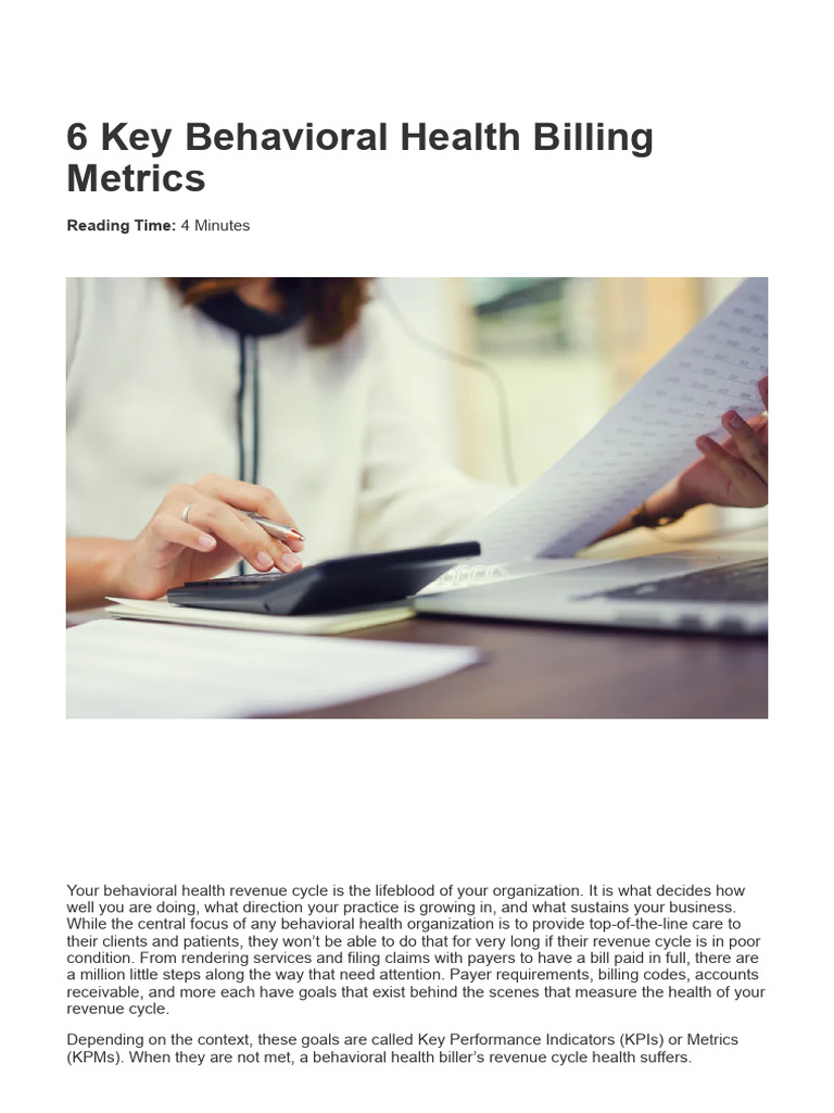 6 Key KPI's For Behavioral Health Billing Metrics - Therapy Brands | PDF | Performance Indicator ...