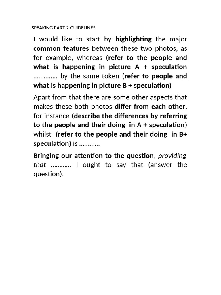 Speaking Part 2 Photo Comparison Guide | PDF
