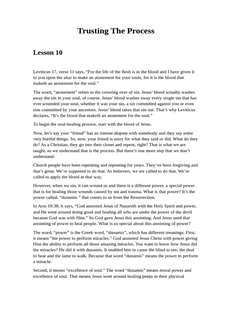 Lesson 10 - Trusting The Process | PDF | Jesus | Sin