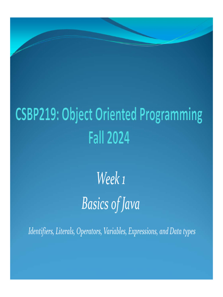 CSBP219 SP25 Java Week1 | PDF | Data Type | Computer Program