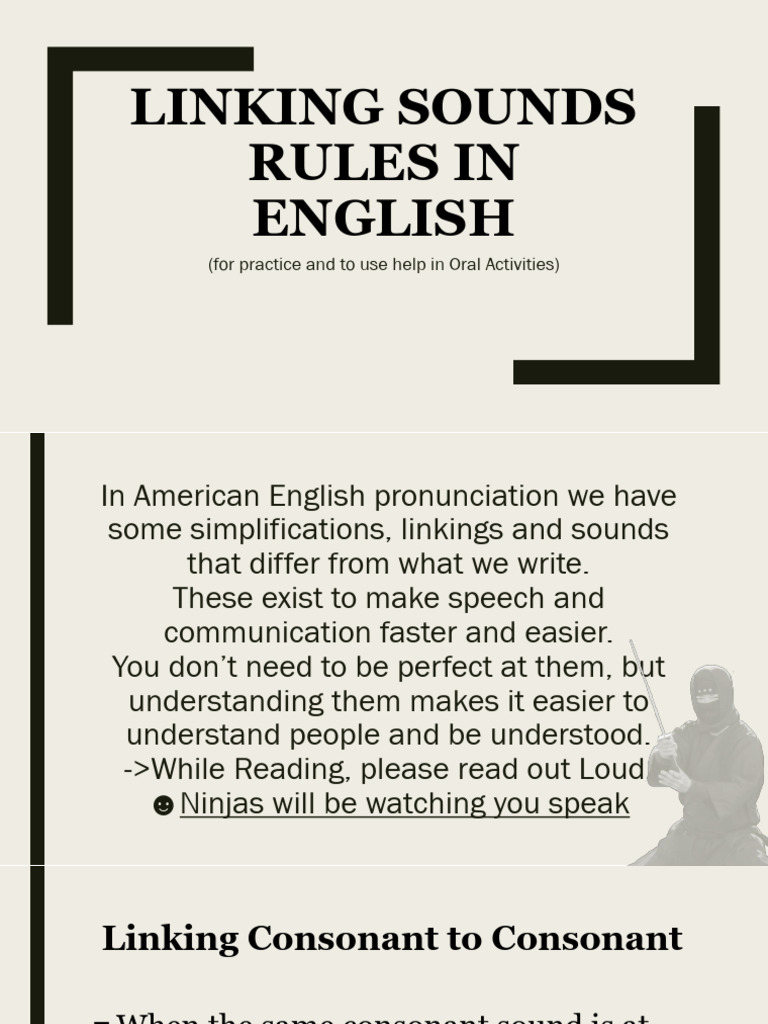 English Linking Sounds and Reductions | PDF | English Language | Consonant