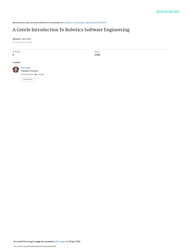 A Gentle Introduction To Robotic Software Engineering | PDF ...