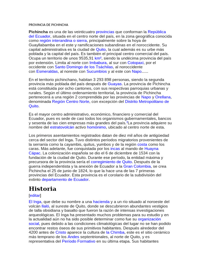 PROVINCIA DE PICHINCHA | PDF