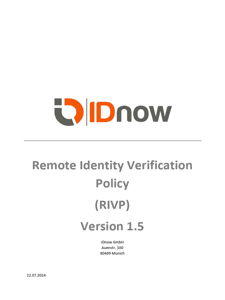 IDnow VideoIdent PVID Remote Identity Verification Policy v1.5 EN | PDF ...