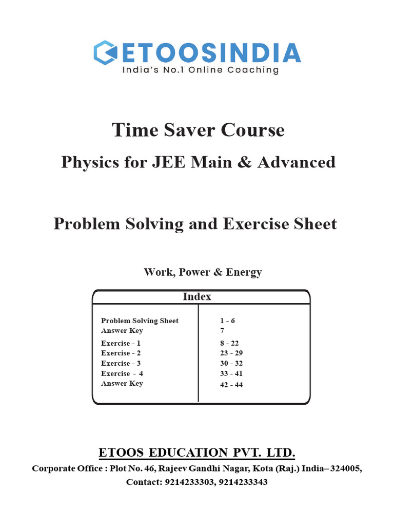 Jee TSC Phy Wpe - Pss & Sheet PDF | PDF | Force | Friction