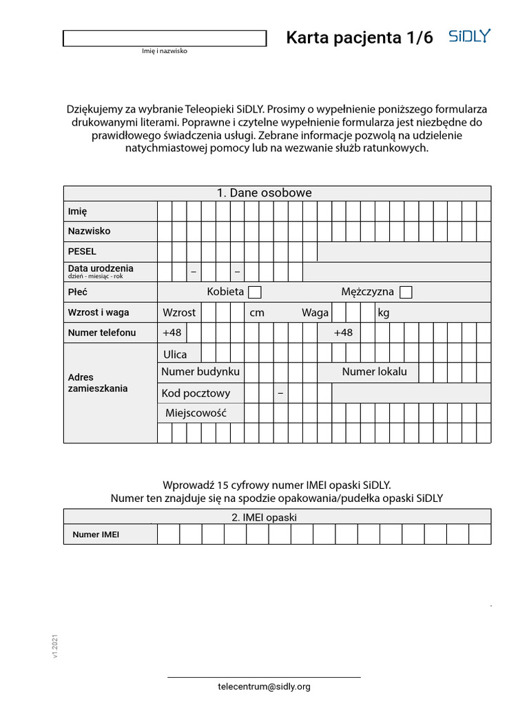 Karta Pacjenta Wzor | PDF