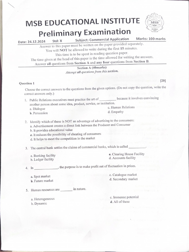 Commercial Applications Prelim MSB 24-25 | PDF