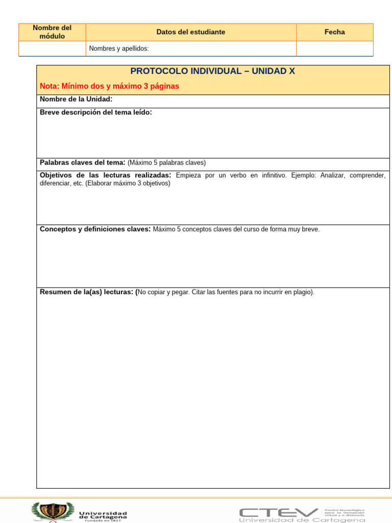 - NUEVA PLANTILLA PROTOCOLO INDIVIDUAL--- | PDF