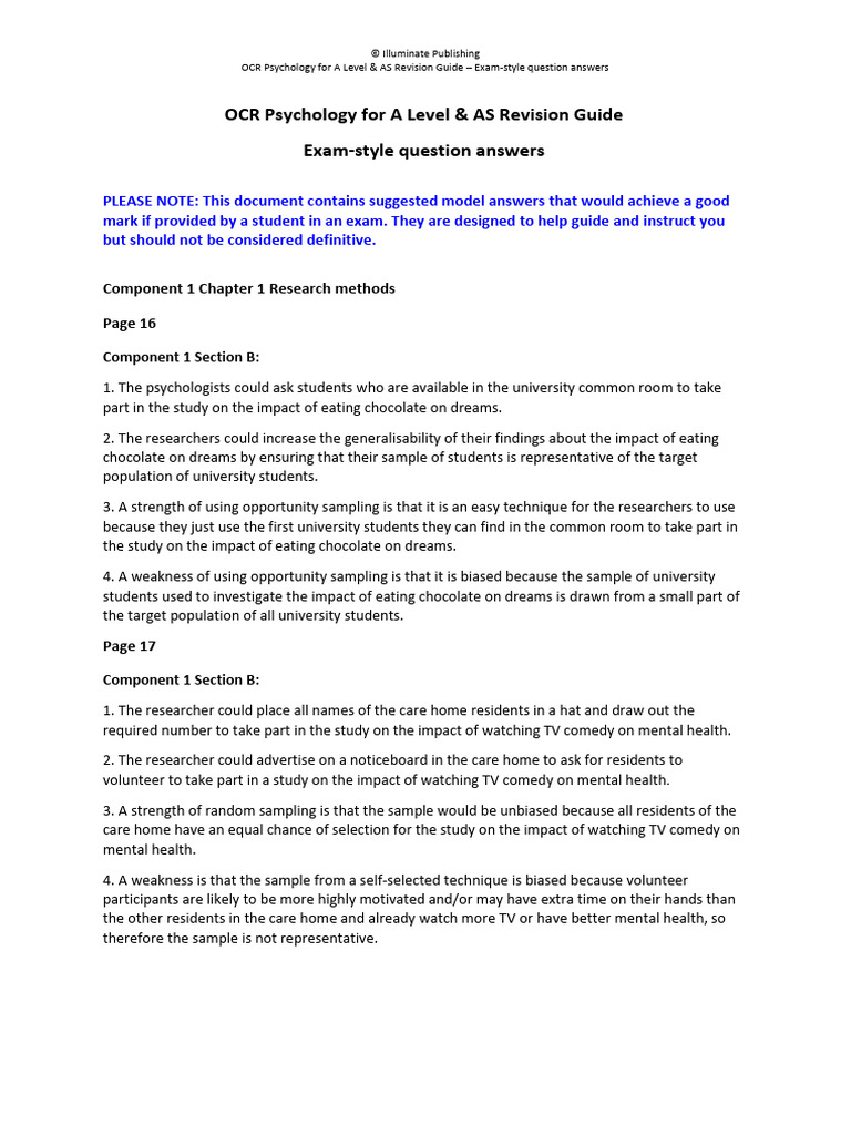 OCR A Level Psychology Revision Guide | PDF | Type I And Type Ii Errors ...
