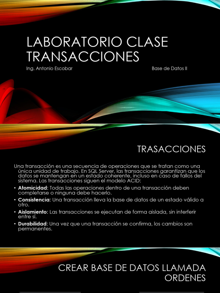Transacciones en SQL Server: Guía ACID | PDF