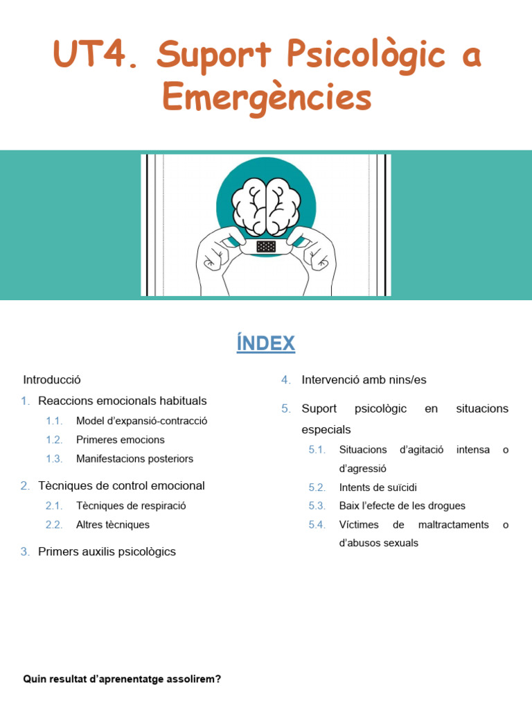 UT4. Suport Psicològic Emergències | PDF