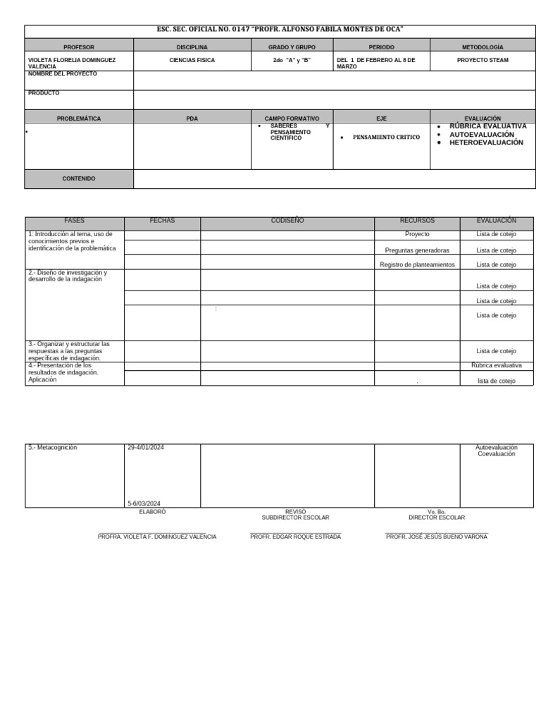 Formato Vacio Prpyecto Steam | PDF | Aprendizaje