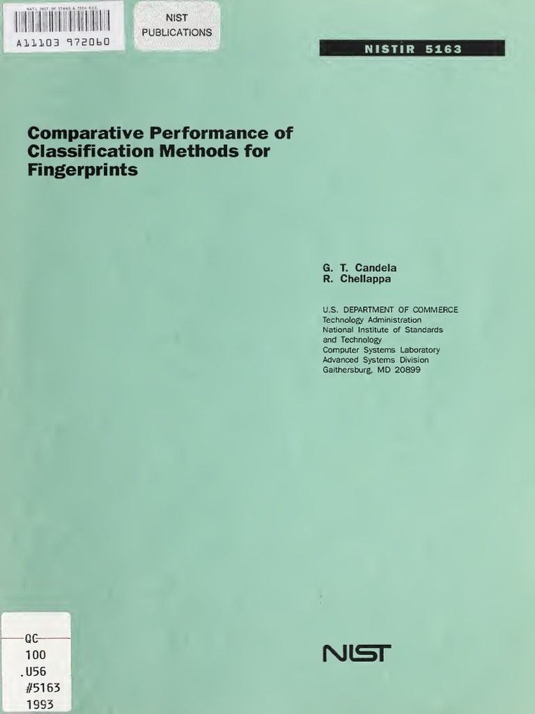 Comparative Performance of Classification Methods for Fingerprints | PDF | Eigenvalues And ...