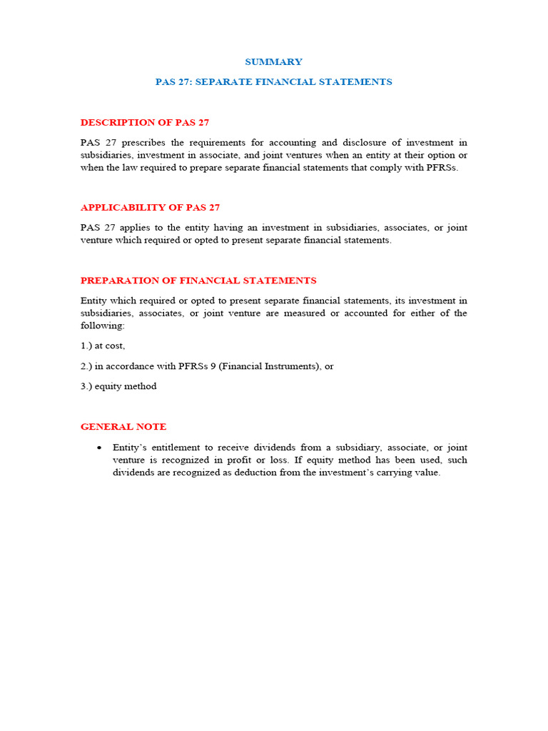 Pas 27 Summary | PDF