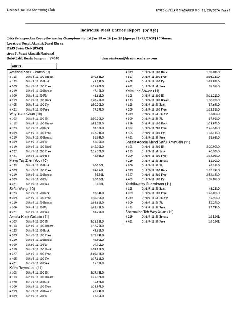 DSAS Entry Checklist SAG Age Group 2025 v28.12.24.01 | PDF