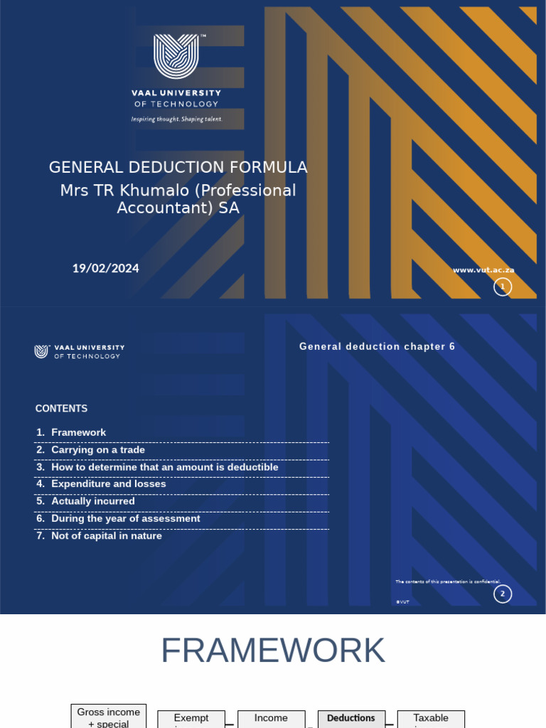 Chapter 6 General Deduction | PDF | Tax Deduction | Expense