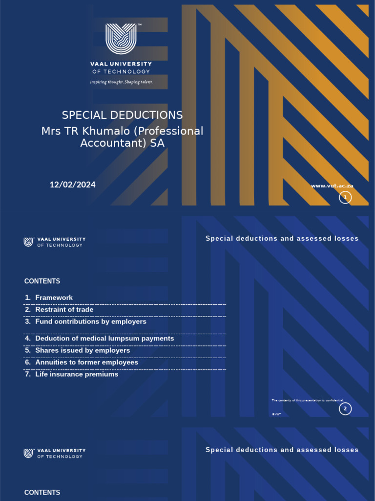 Special Deductions in Tax Framework | PDF | Tax Deduction | Expense