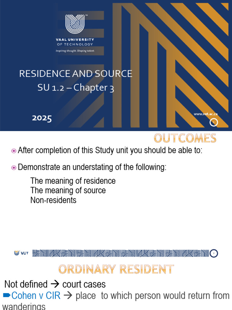 SU 1.2 - Residence and Source. | PDF | Taxes | Government Finances
