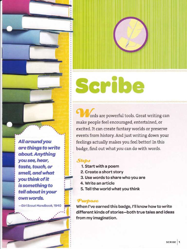 Junior Scribe Badge Writing Guide | PDF | Poetry | Writing