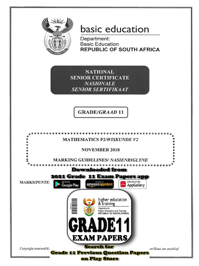 Mathematics P2 Grade 11 Nov 2018 Memo Eng & Afr (1) | PDF