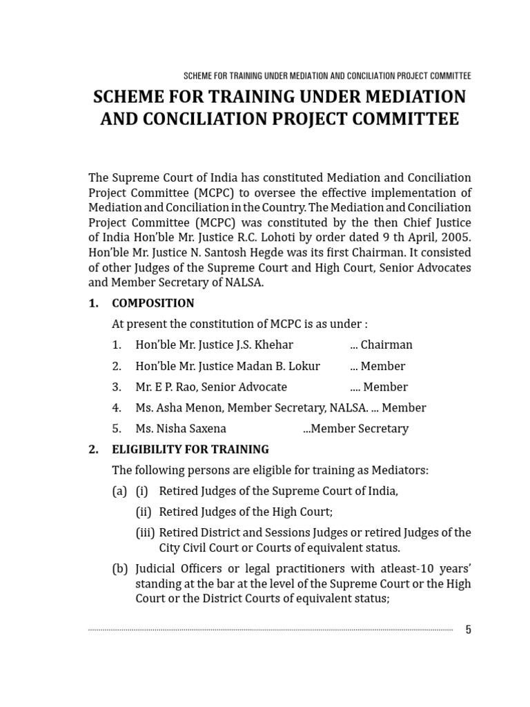 MCPC Training Scheme Overview | PDF | Mediation | Supreme Court Of India