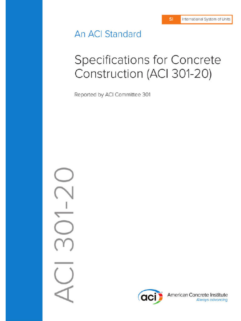 ACI 301m 20 Specifications For Concrete Construction 2020 | PDF