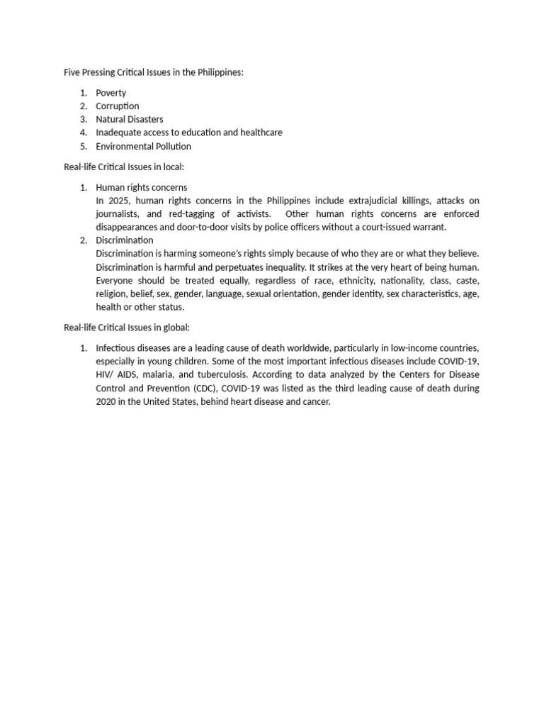 Critical Issues Facing the Philippines | PDF