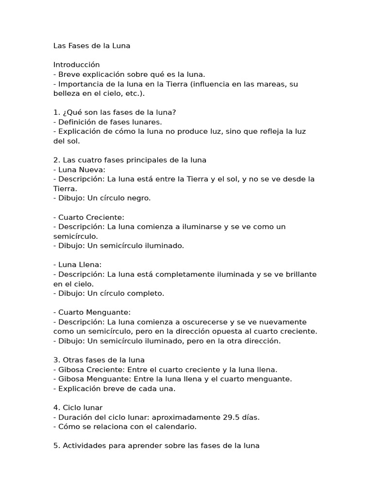 Actividades sobre las Fases de la Luna | PDF